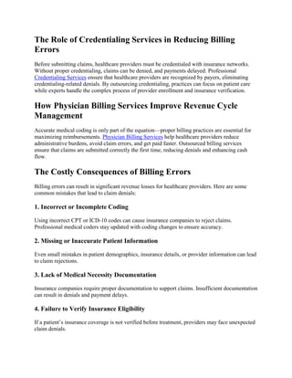 Avoid Billing Errors & Claim Denials with Professional Medical Coding | PDF