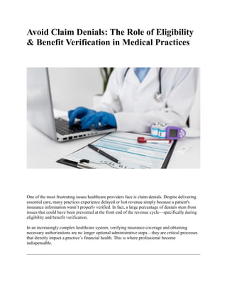 Avoid Claim Denials: The Role of Eligibility & Benefit Verification in ...