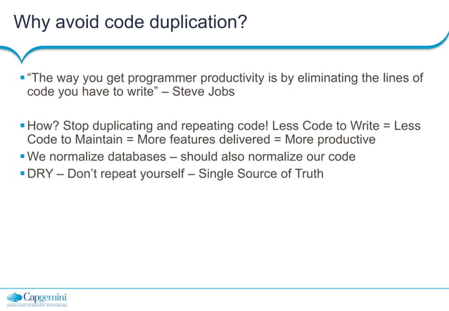 Avoid code duplication! Principles & Patterns | PPT