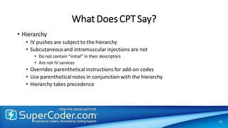 Avoid Confusion on Infusions! Infusion and Injection Coding Tips and Tricks | PDF