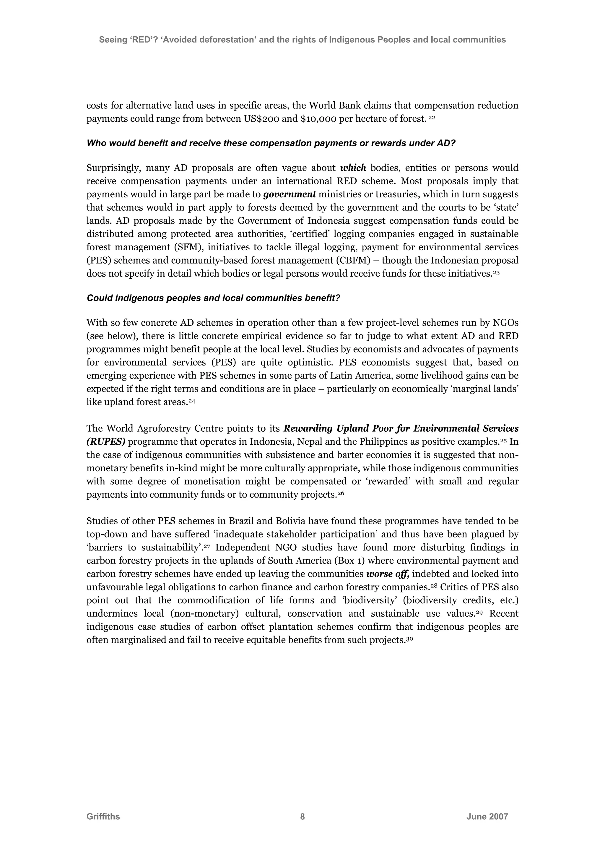 Avoided deforestation and the tights of indigenous and local ...