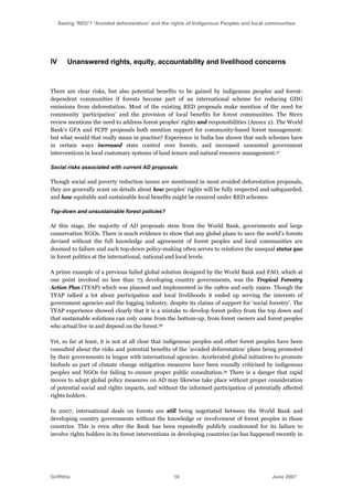 Avoided deforestation and the tights of indigenous and local ...