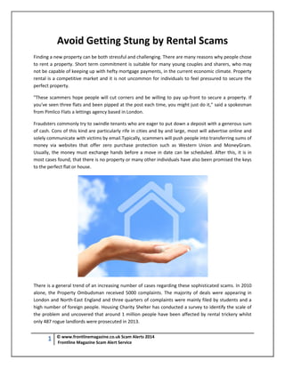 Avoid getting stung by rental scams | PDF
