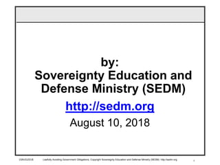 Lawfully Avoiding Government Obligations Course, Form #12.040