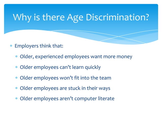 Avoiding age discrimination | PPTX | Debated Sensitive Social Issues ...
