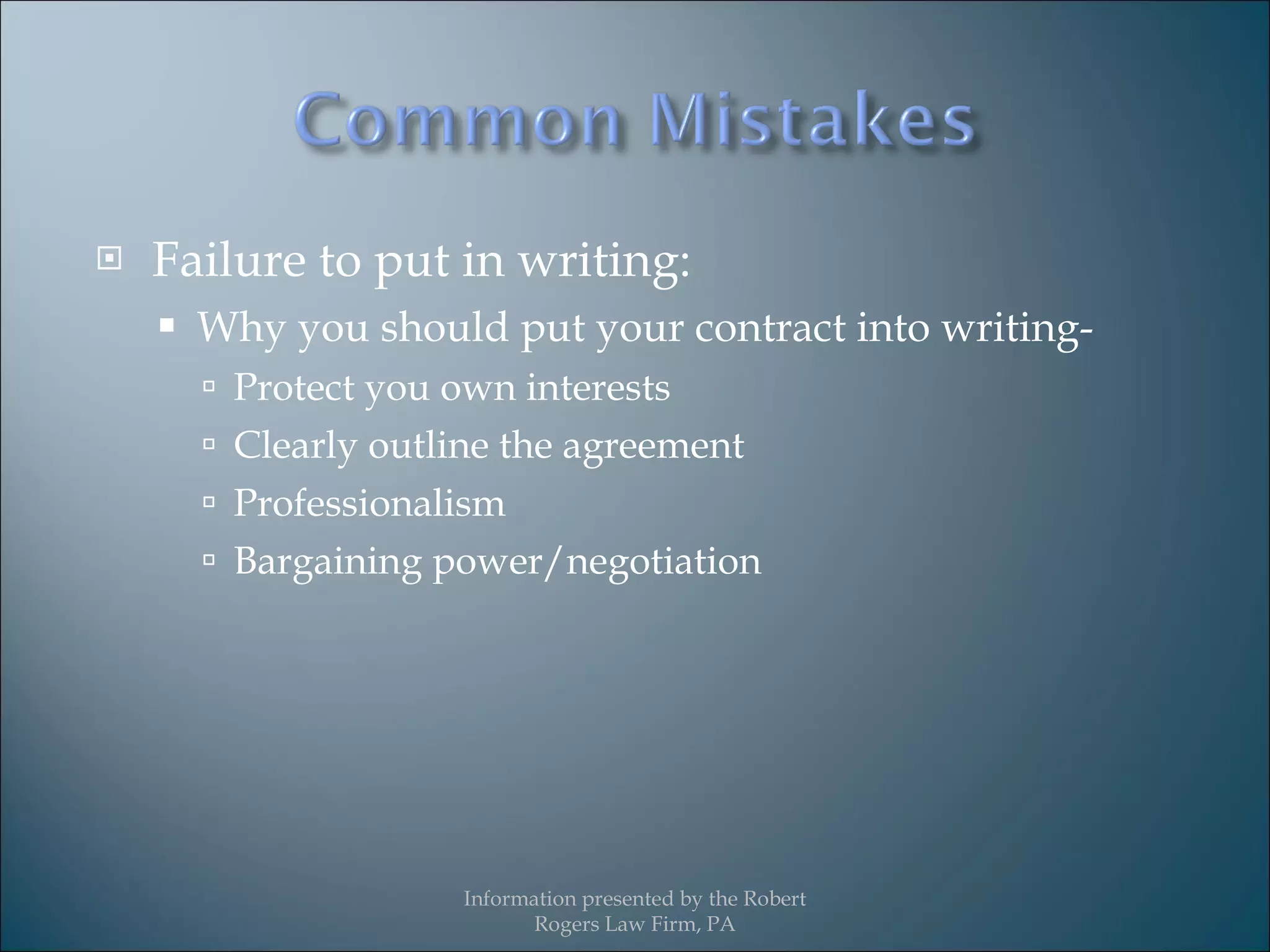 Avoiding Common Contract Pitfalls | PPT