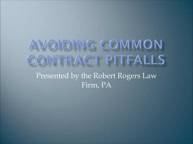 Avoiding Common Contract Pitfalls | PPT