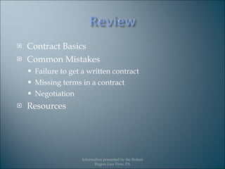 Avoiding Common Contract Pitfalls | PPT