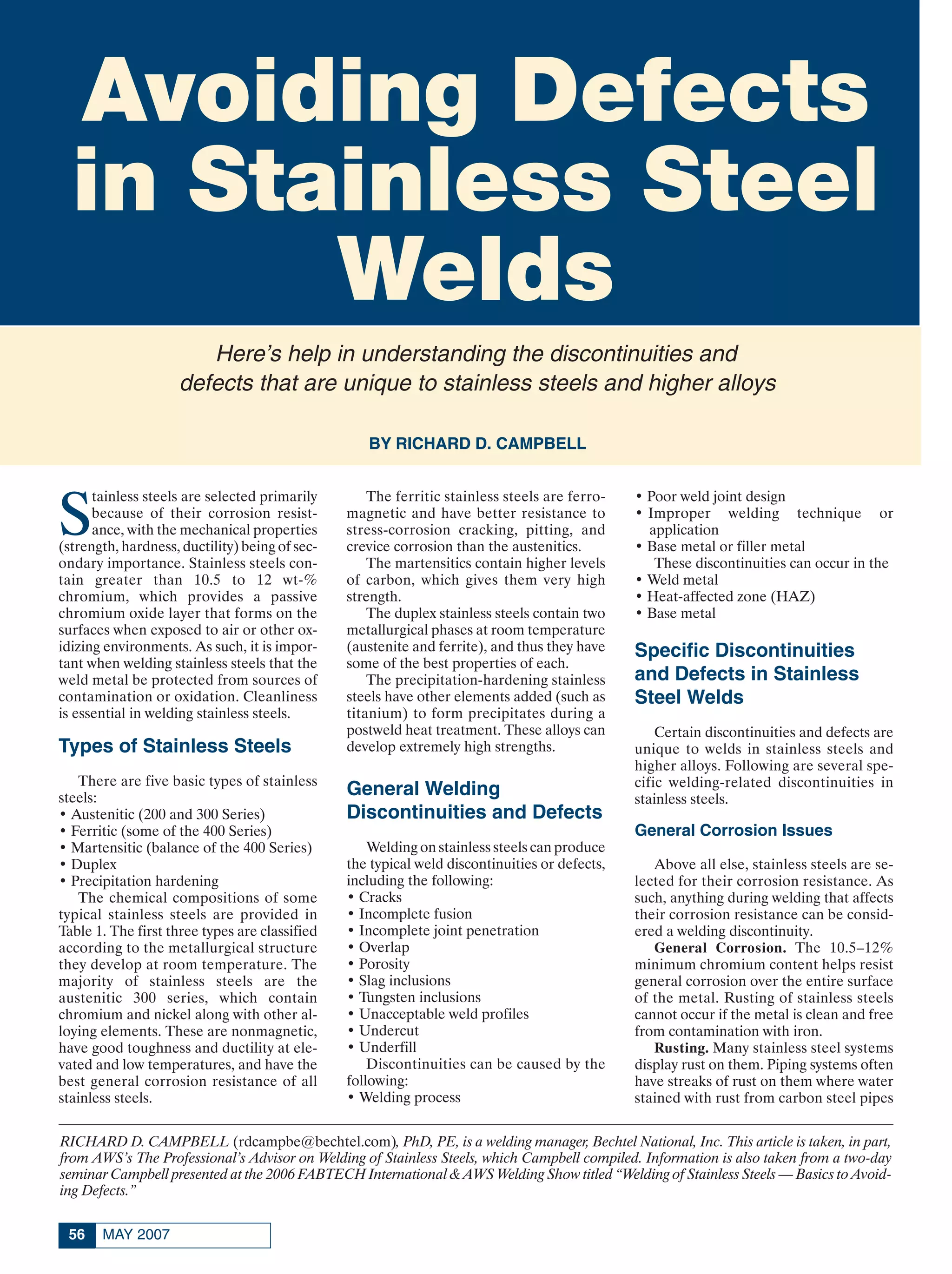 Avoiding defects in stainles steel welding | PDF