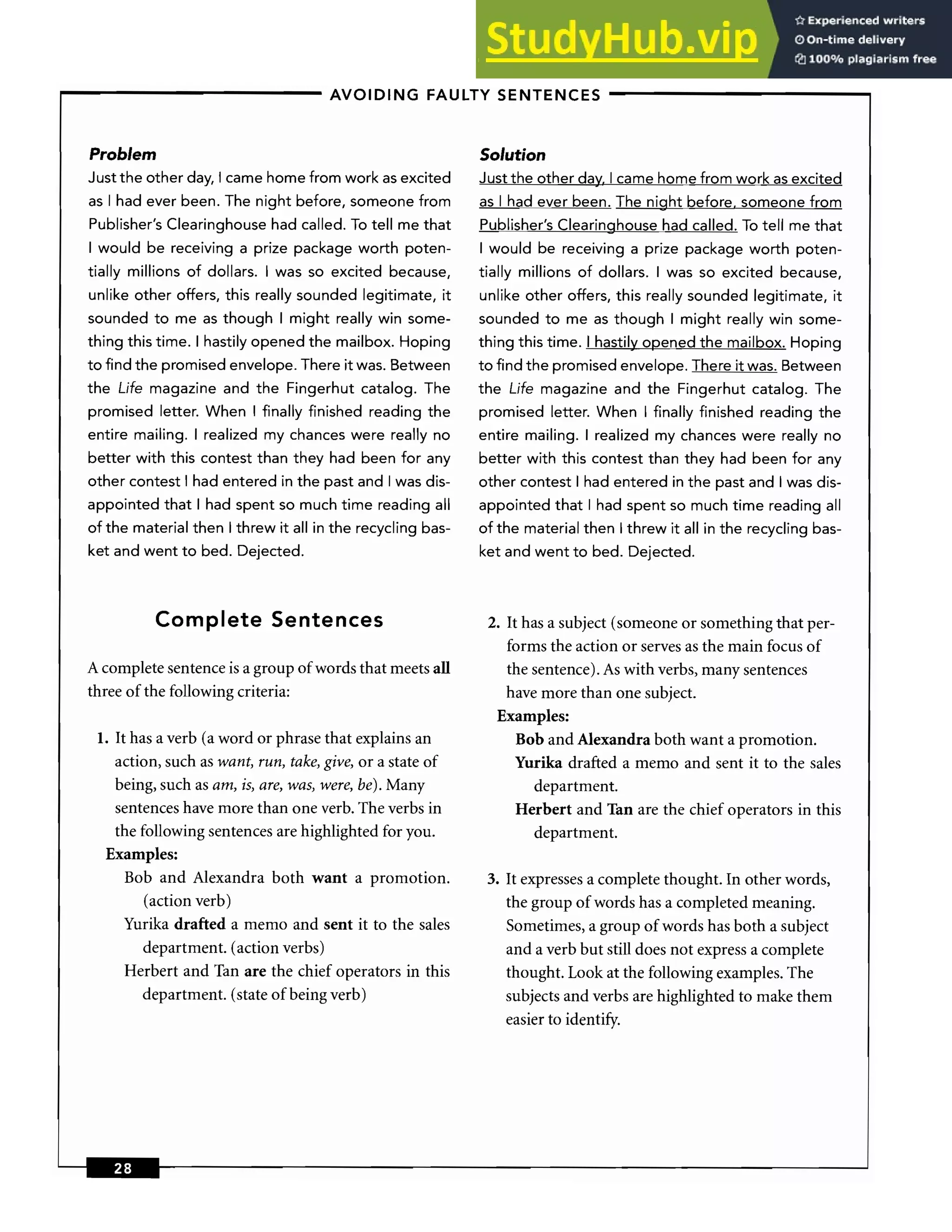 Avoiding Faulty Sentences (1) | PDF