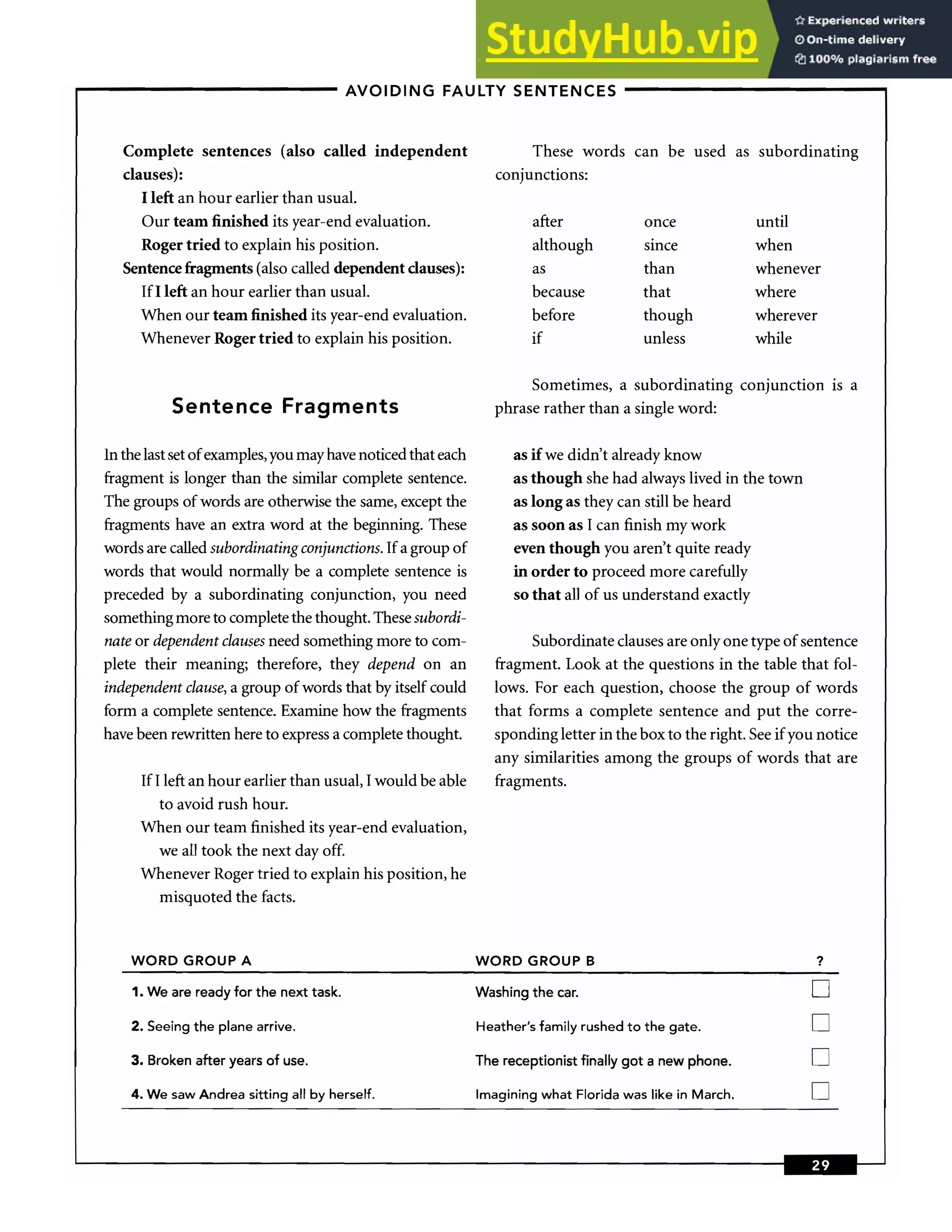 Avoiding Faulty Sentences (1) | PDF