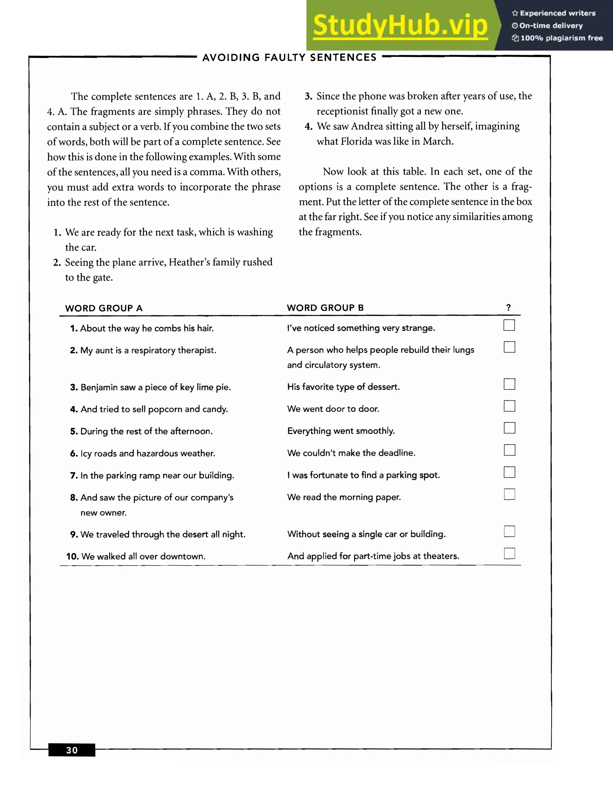 Avoiding Faulty Sentences (1) | PDF