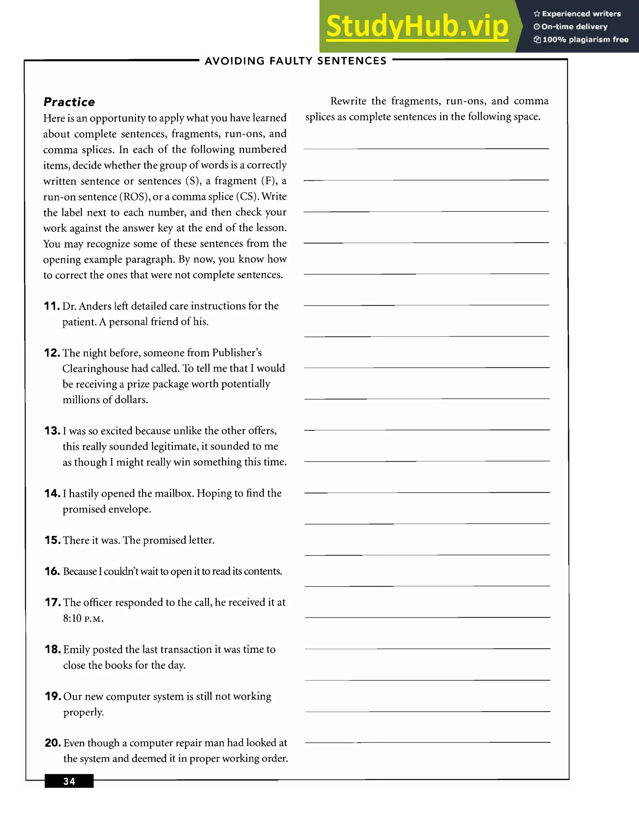 Avoiding Faulty Sentences (1) | PDF