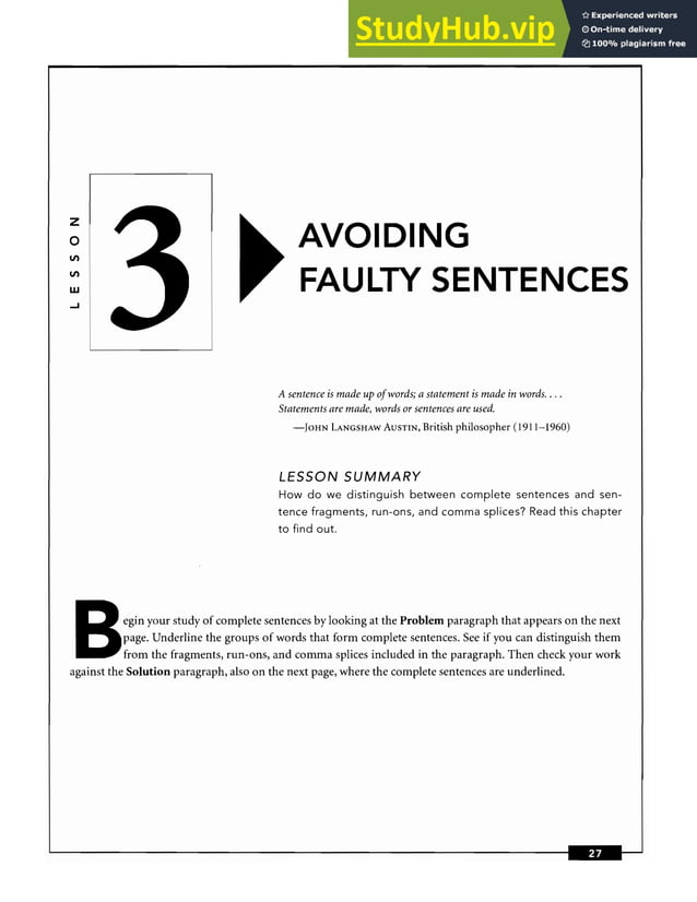 Avoiding Faulty Sentences (1) | PDF