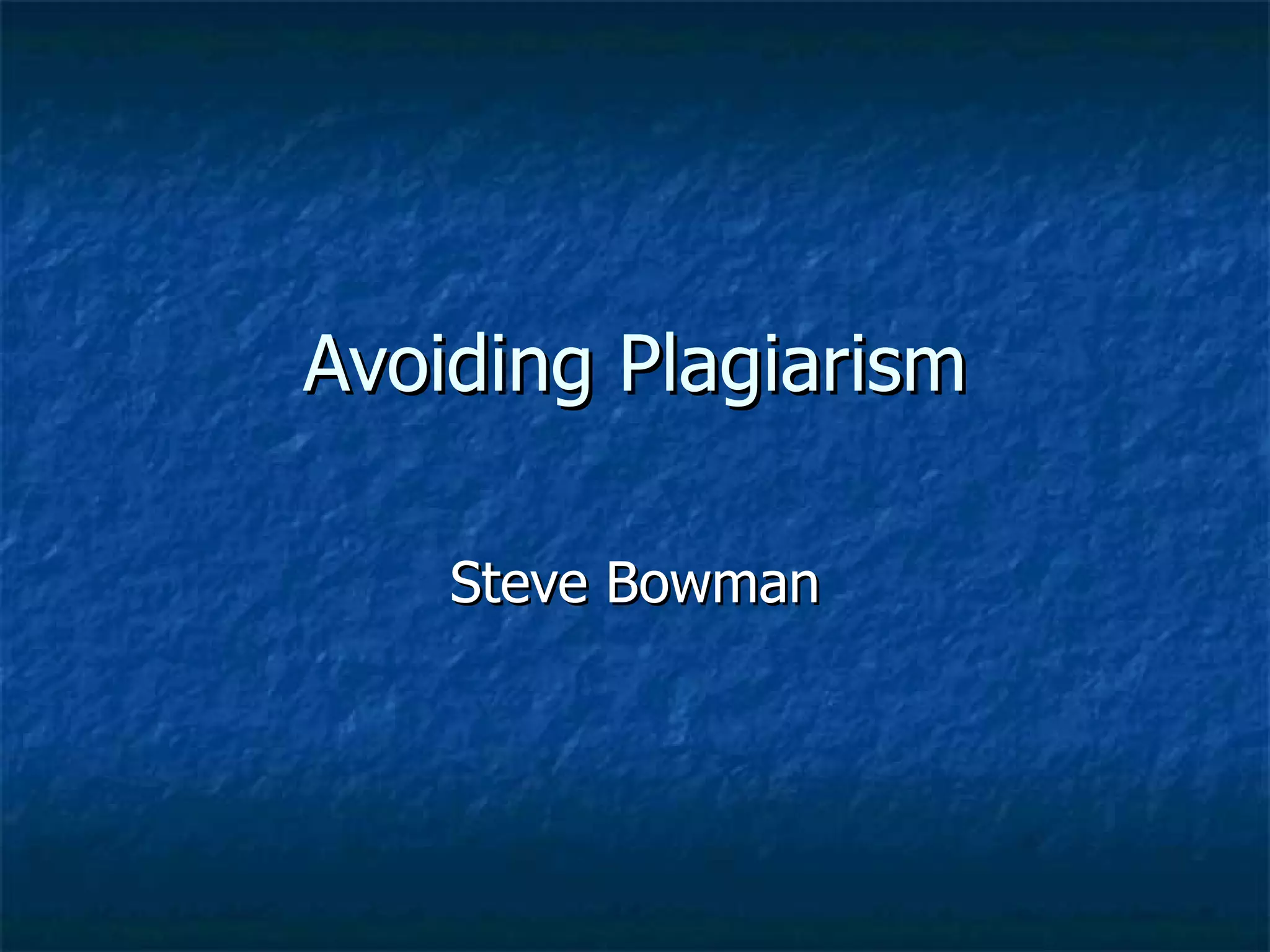 Avoiding Plagiarism 1 | PPT