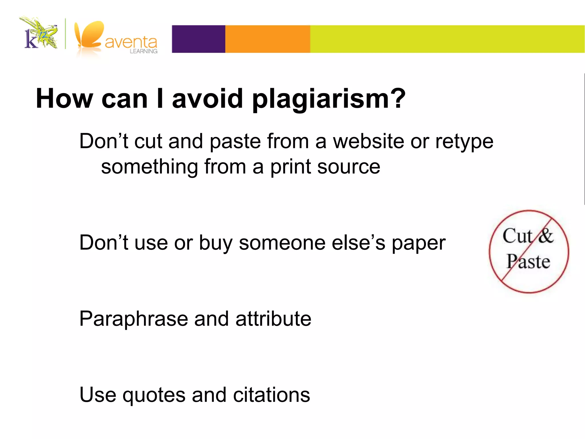 Avoiding plagiarism | PDF