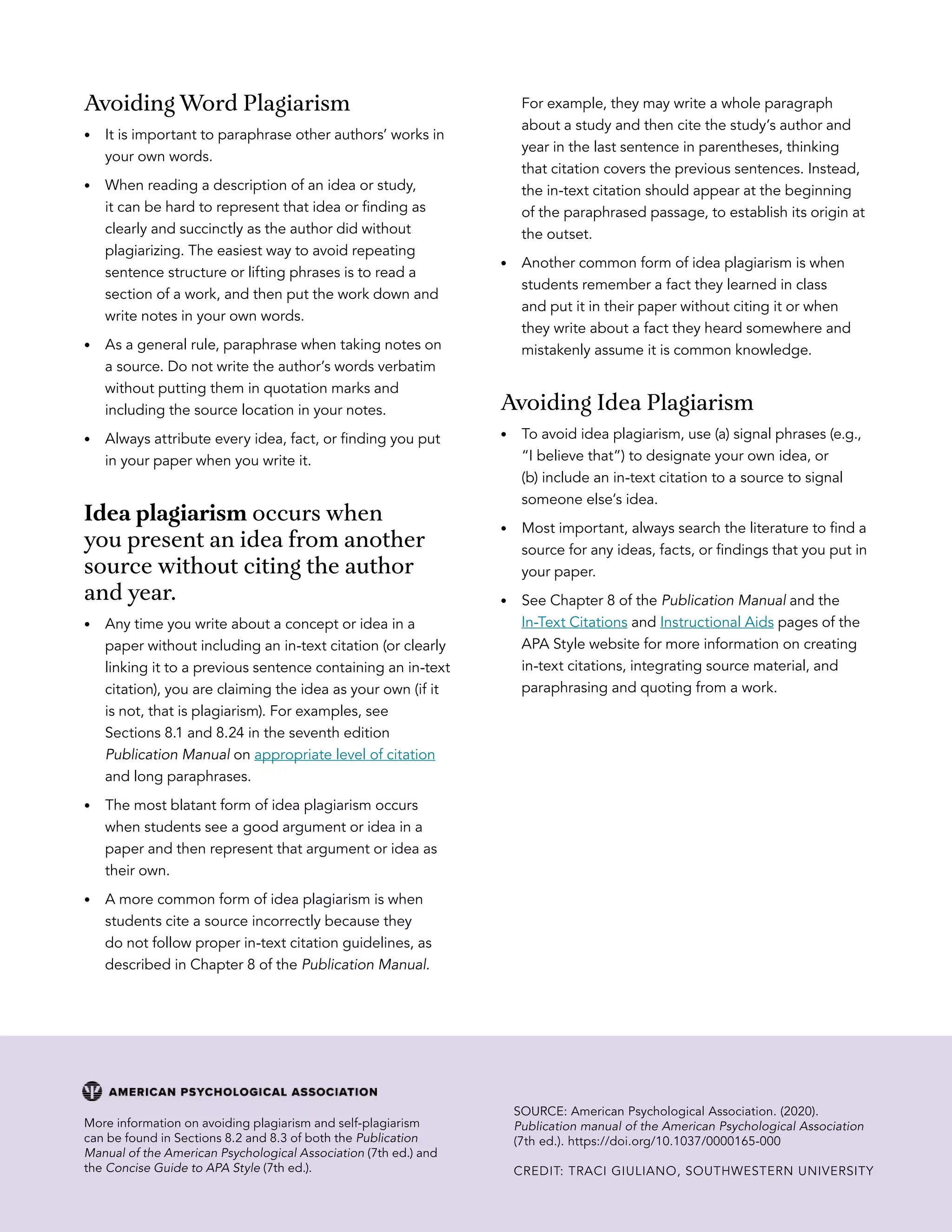 Avoiding plagiarism and self plagiarism guide 7th ed. | PDF