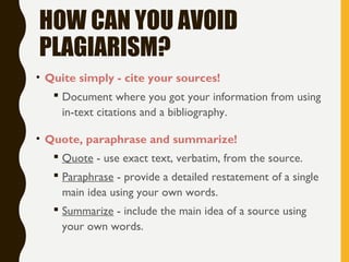 Avoiding plagiarism | PPT