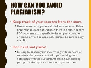 Avoiding plagiarism | PPT