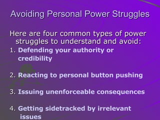 Avoiding Power Struggles And Setting Limits | PPT