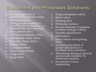 Avoiding Pressure Surge Damage In Pipeline Systems I Chem E & Ea | PPTX