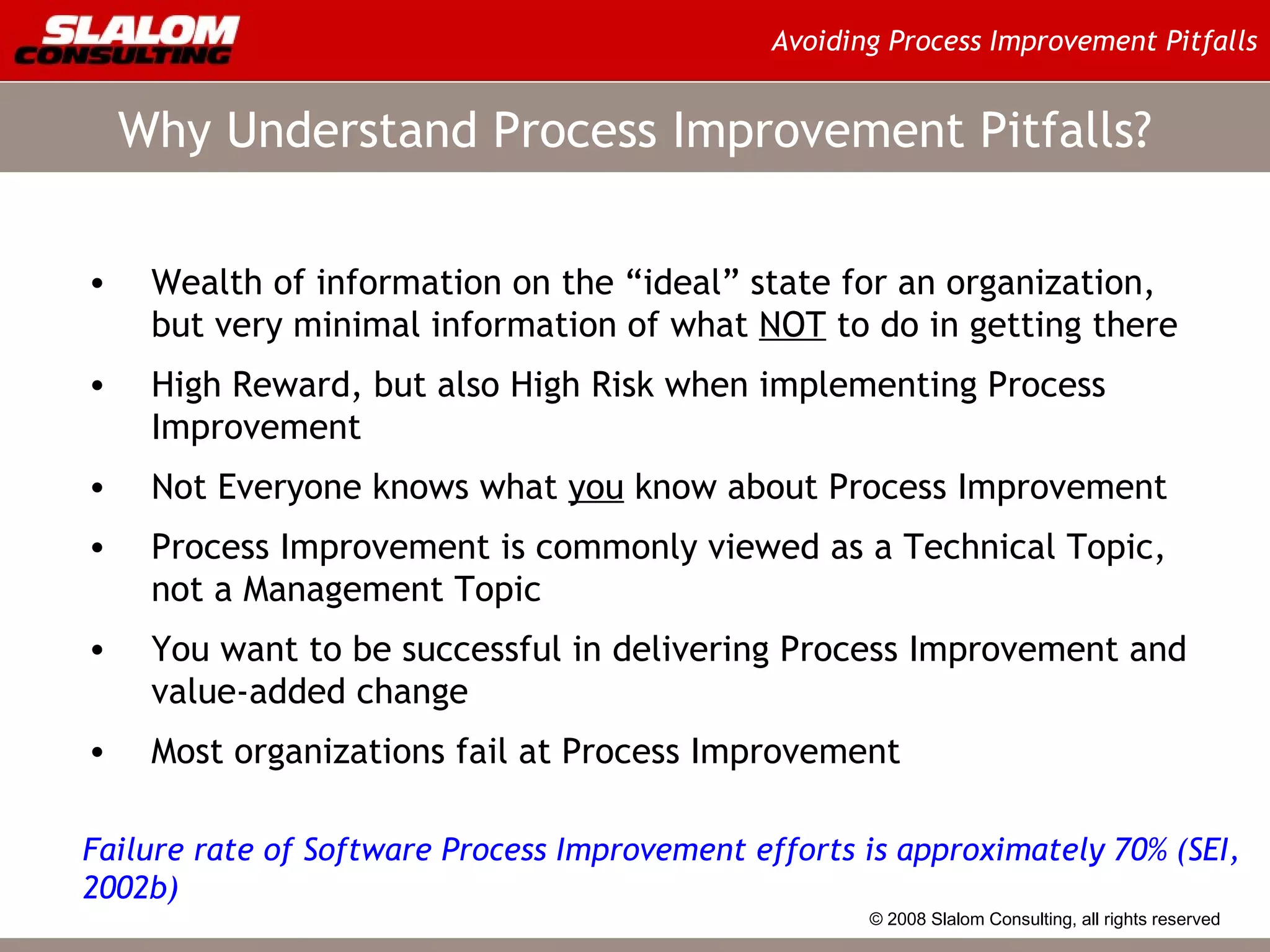 Avoiding Process Improvement Pitfalls | PPT