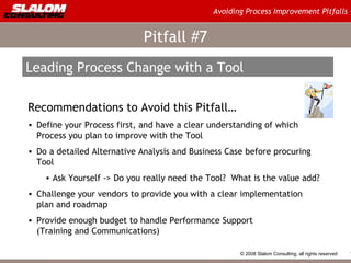 Avoiding Process Improvement Pitfalls | PPT