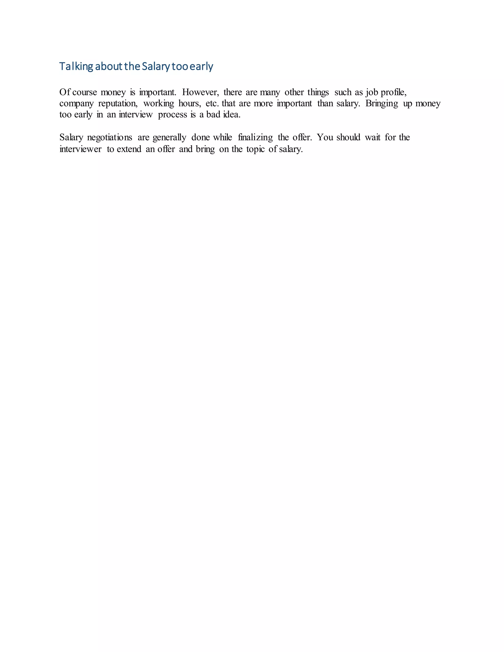Avoid making these interview blunders | PDF Avoid making these interview blunders | PDF