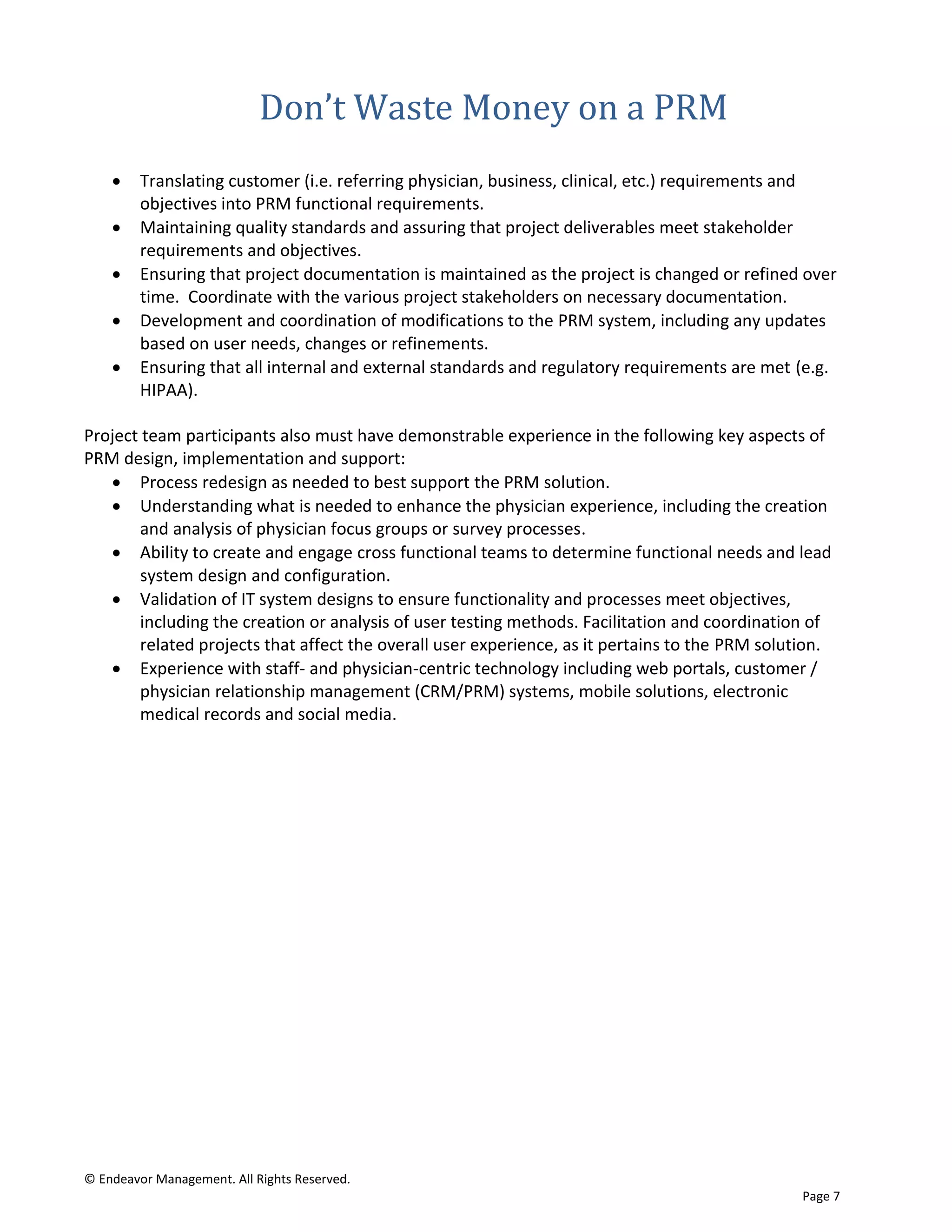 Avoid PRM failures | PDF Avoid PRM failures | PDF