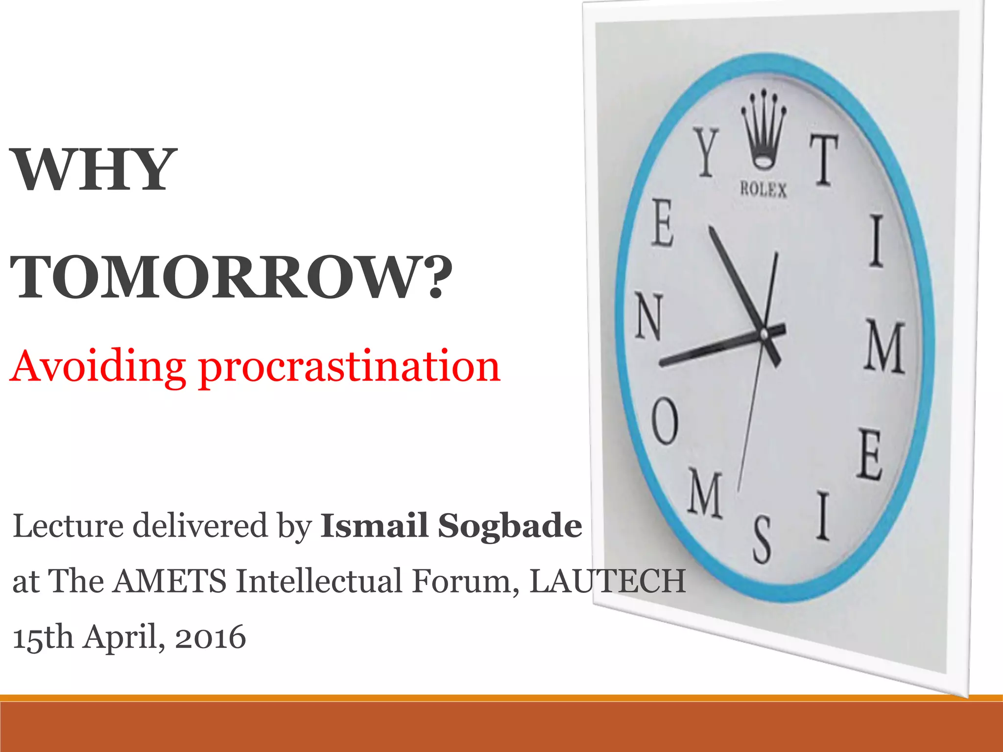 Avoid Procrastination Ppt