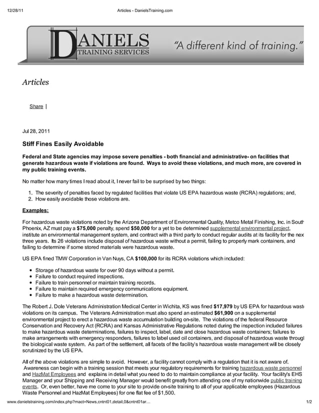 Avoid Stiff RCRA Fines | PDF