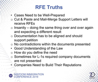 INSZoom Immigration Conference 2019 | Ways to Avoid RFEs in your Visa ...