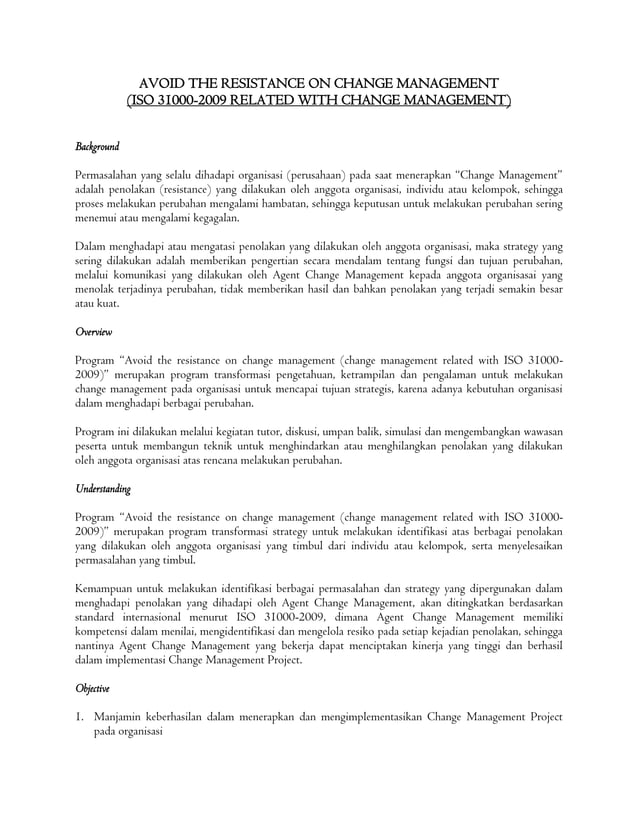 Avoid the resistance on change management | PDF