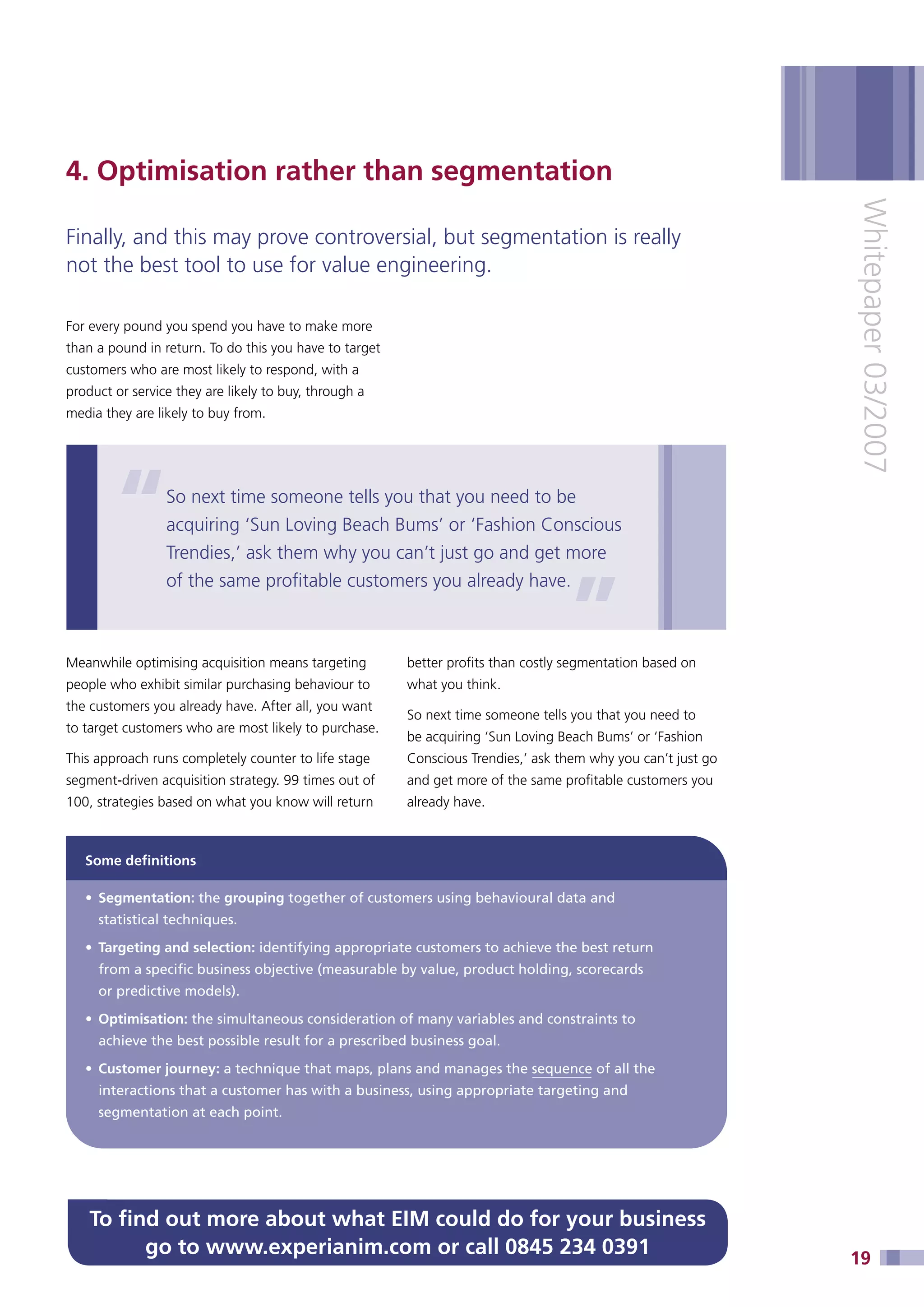 Avoid The Segmentation Trap (Experian) | PDF | Business Administration | Business