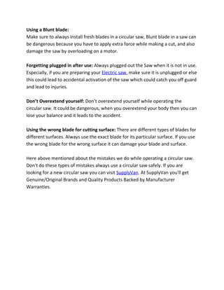 Avoid top 5 mistakes while operating a circular saw | PDF | Woodworking ...