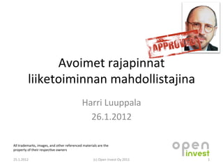 Avoimet rajapinnat liiketoiminnan mahdollistajina | PPT