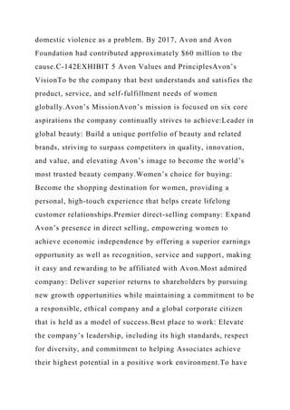 AVON A NEW ERA If we stop and look over the past and then in.docx