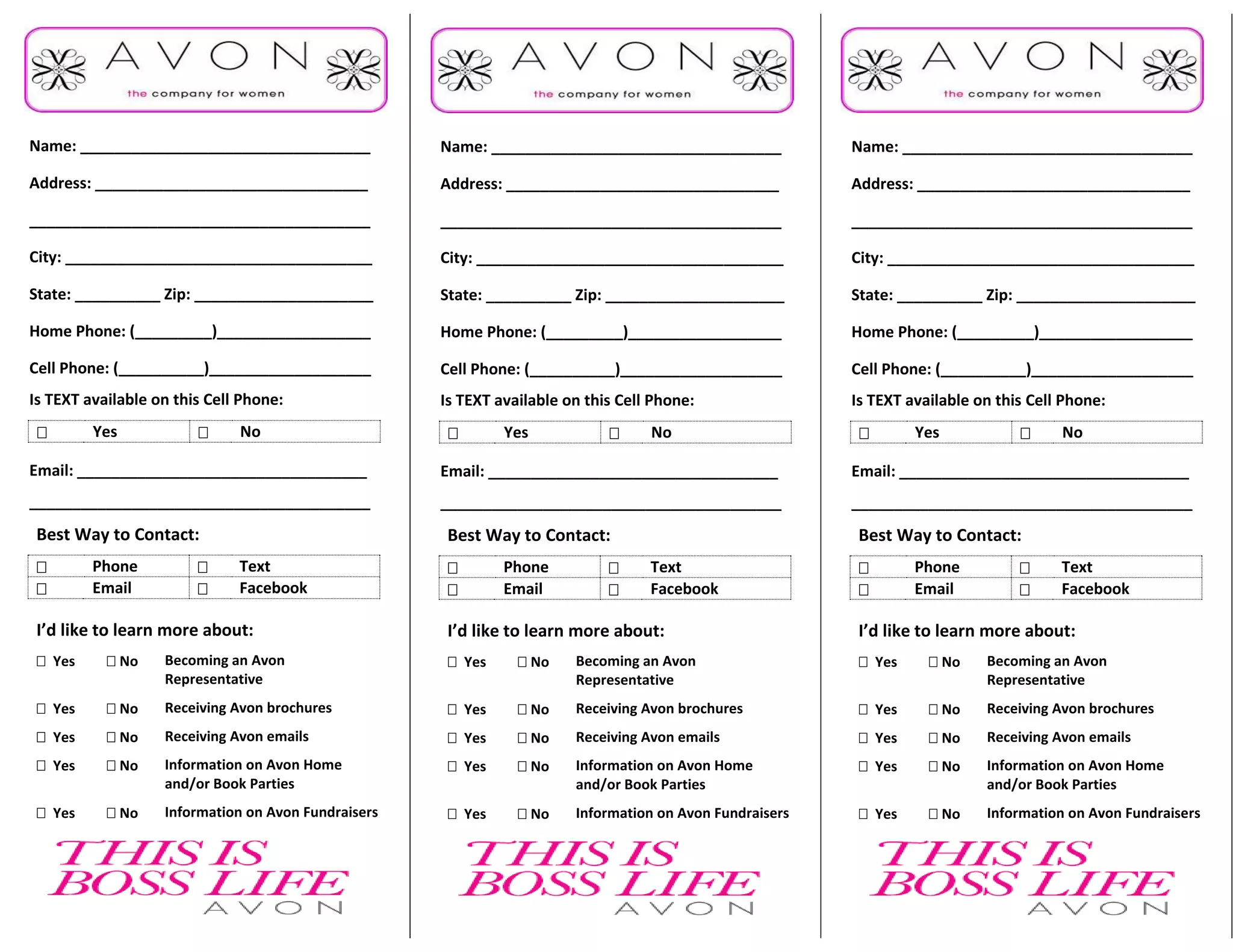 Avon Customer Survey Cards - This is Boss Life | PPT