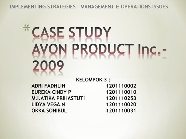 Avon product analysis 2009 | PPT