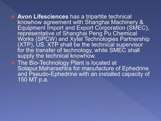 Avon lifesciences Solapur Mumbai | PPTX