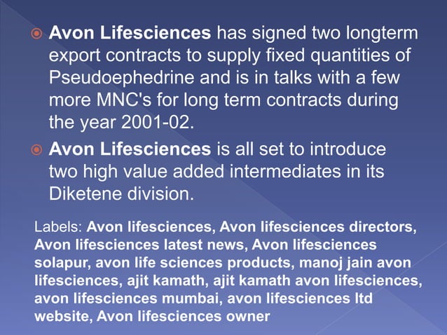 Avon lifesciences Solapur Mumbai | PPTX