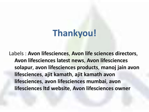 Avon Lifescience - Management Information | PPTX