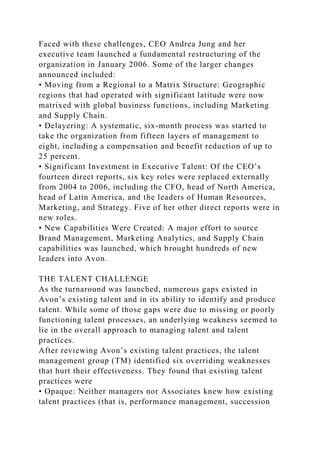 AVON PRODUCTS, INC.MARC EFFRONA leadership development.docx | Career Planning | Careers