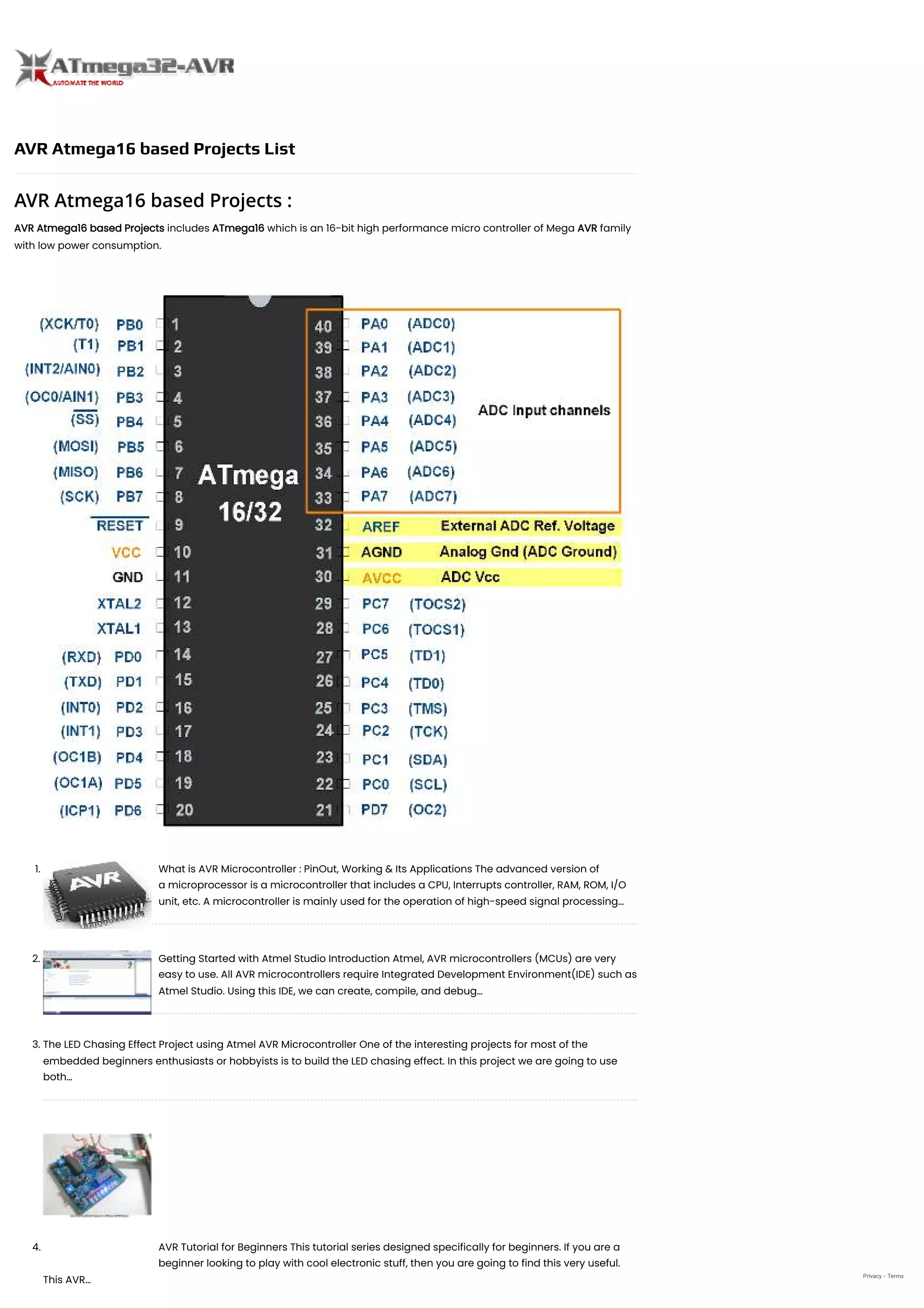 Avr Atmega16 Based Projects List Atmega32 Avr Atmega16 Based Projects Pdf