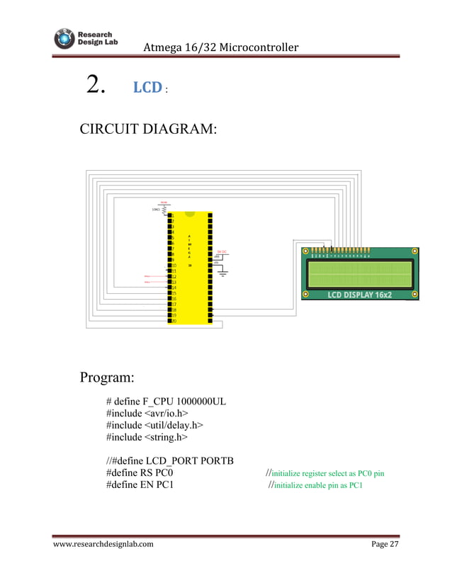 AVR Micro controller Interfacing | PDF