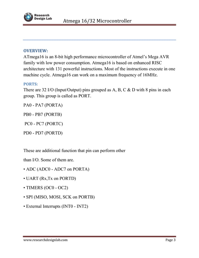 AVR Micro controller Interfacing | PDF