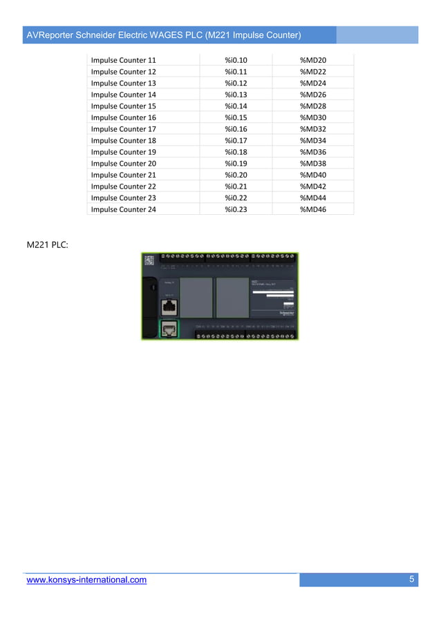 AVReporter Schneider Electric M221 plc impulse counter | PDF