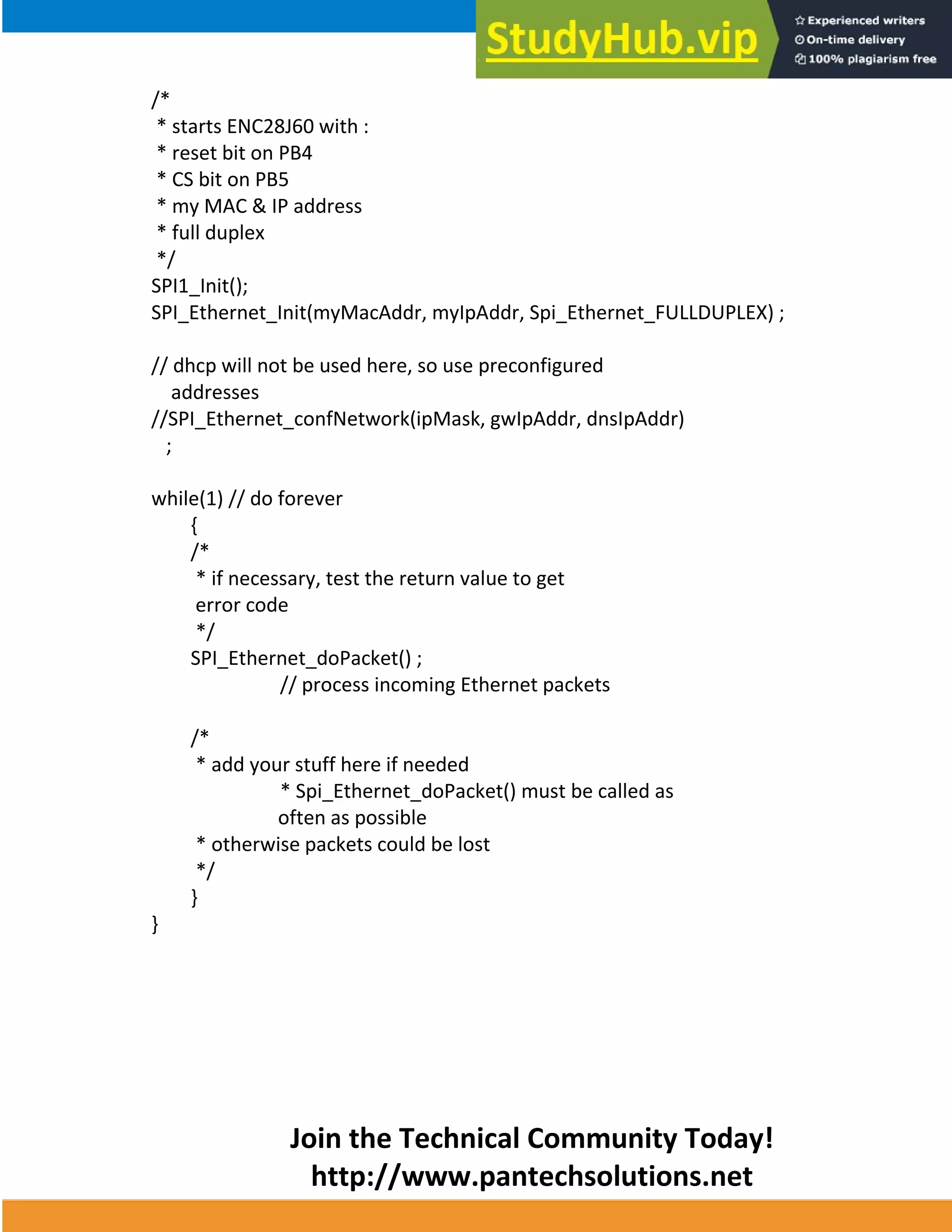 AVR HOW-TO GUIDE Interfacing SPI-Ethernet With AVR Slicker Contents At A Glance | PDF