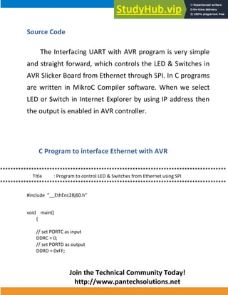 AVR HOW-TO GUIDE Interfacing SPI-Ethernet With AVR Slicker Contents At A Glance | PDF