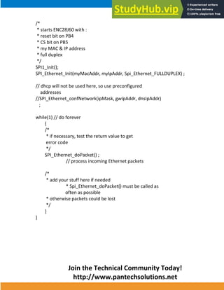 AVR HOW-TO GUIDE Interfacing SPI-Ethernet With AVR Slicker Contents At A Glance | PDF